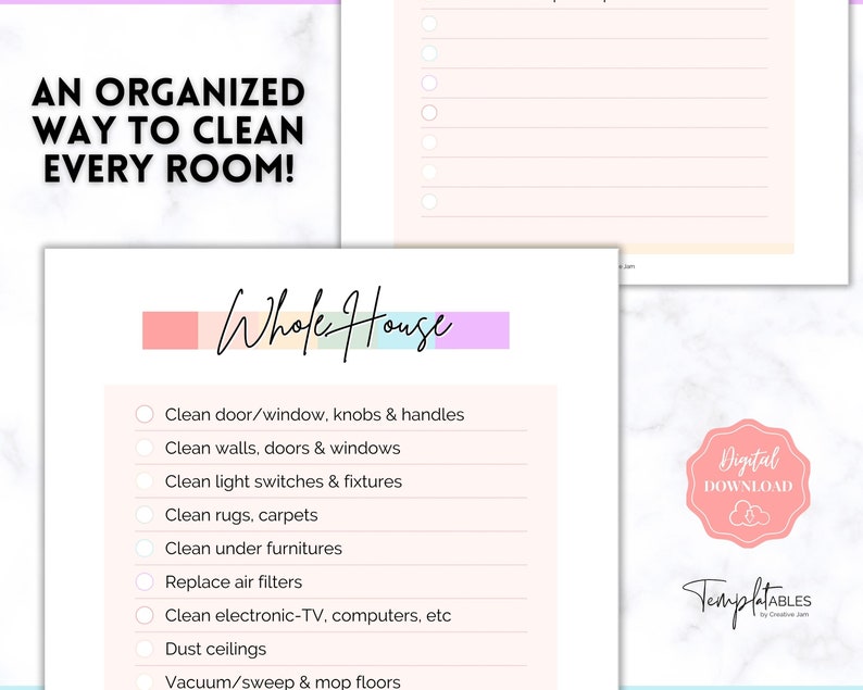Cleaning Checklist Printable Room by Room Cleaning Cards - Etsy