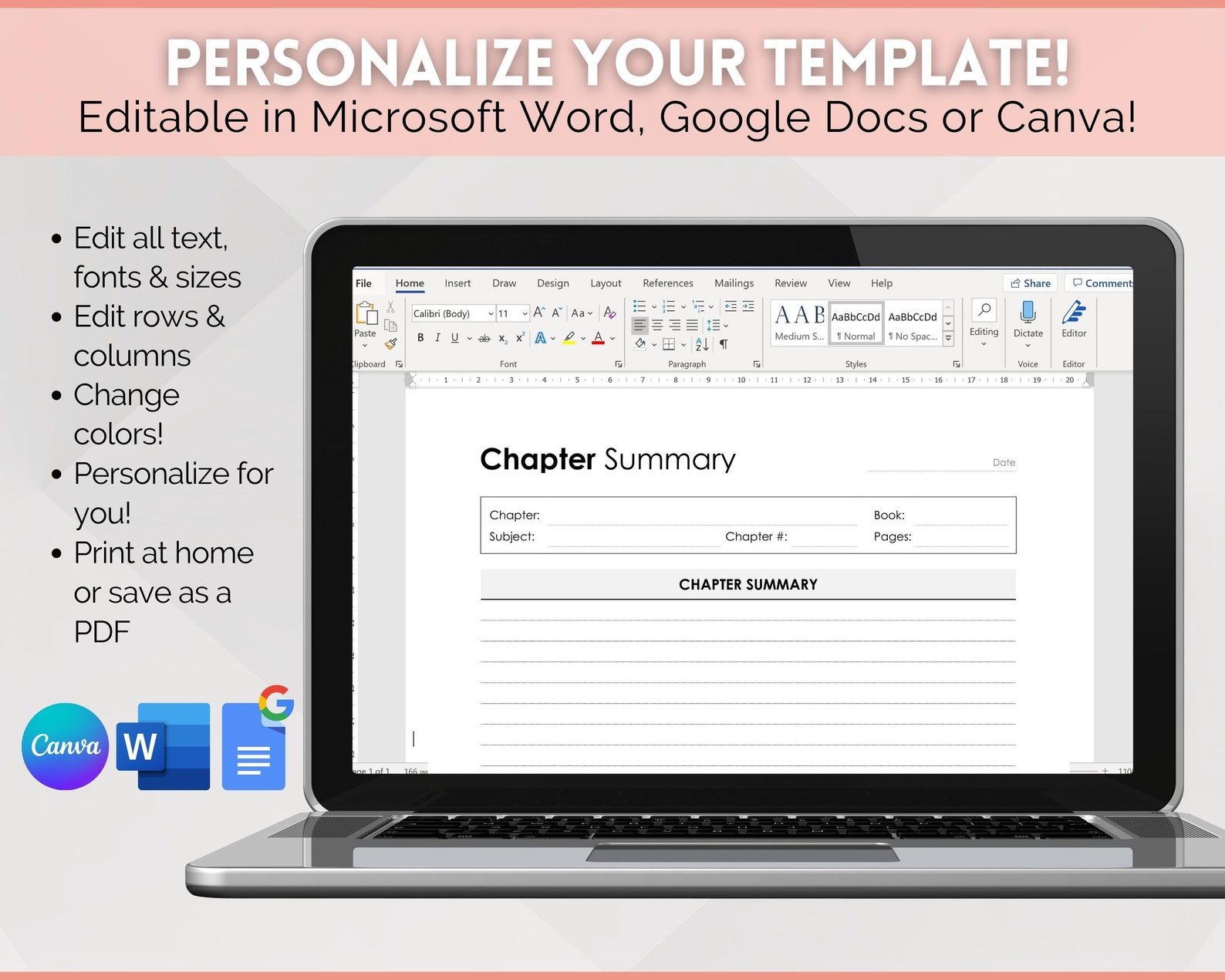 EDITABLE Chapter Summary Template Study Guide Textbook - Etsy
