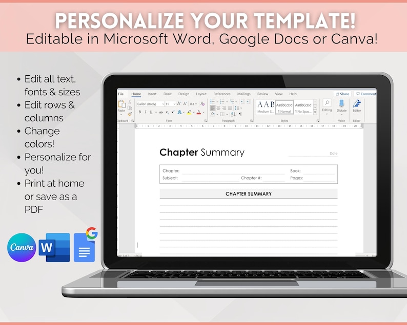 EDITABLE Chapter Summary Template, Study Guide, Textbook Outline Review ...