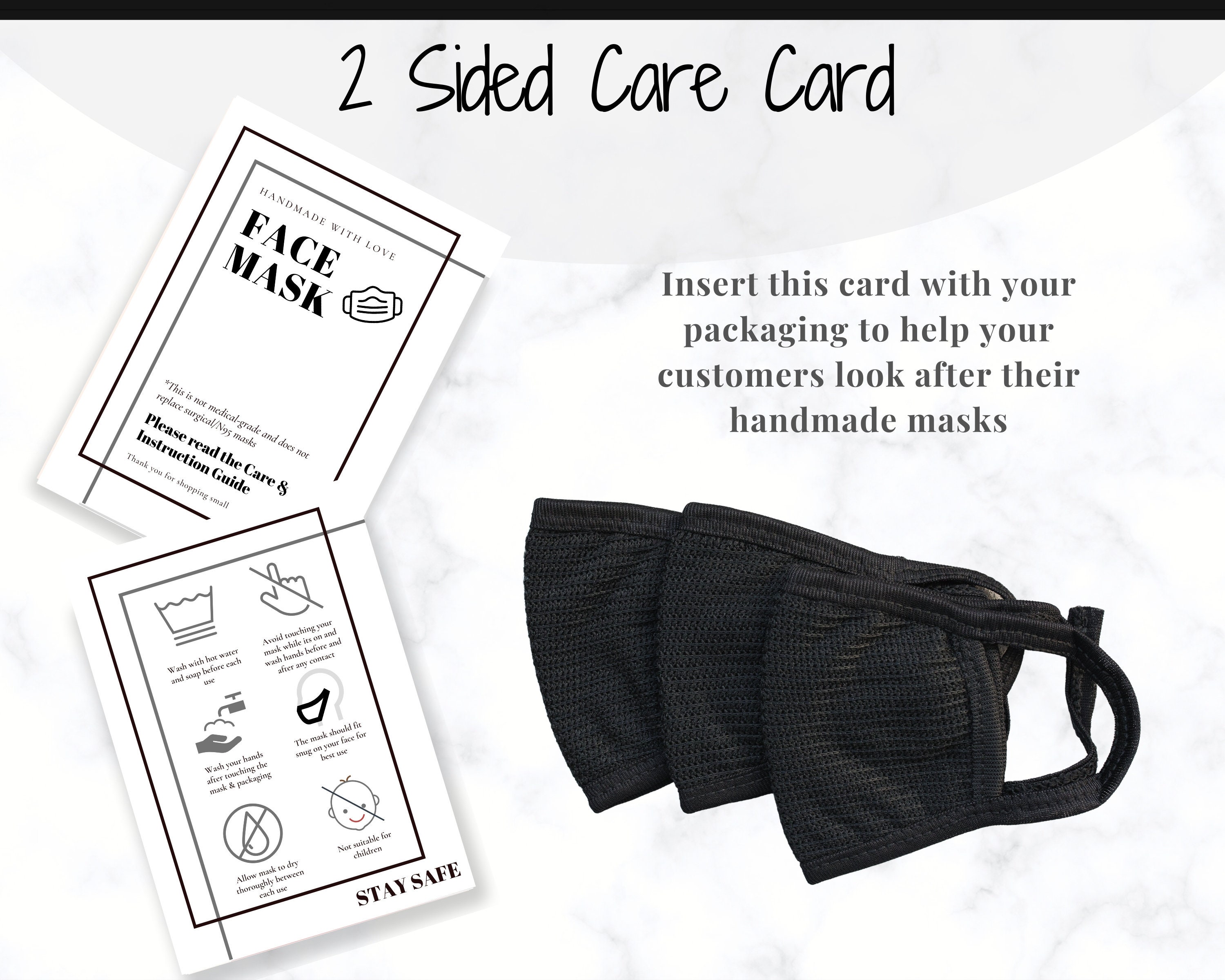 Face Mask LABEL CARE CARD How to Handle Order Card Face Mask - Etsy UK