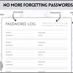 Printable Password Tracker BUNDLE, 3 Password Logs & Organizers ...