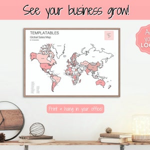 WORLD Sales Map, EDITABLE Etsy Global Sales Tracker, Business Sales Map ...