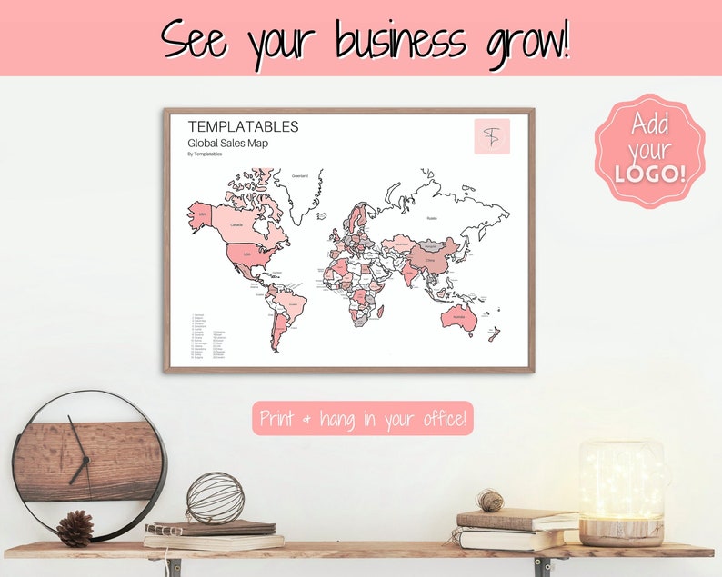 EDITABLE GLOBAL Sales Map, Etsy World Sales Tracker, Business Sales Map ...