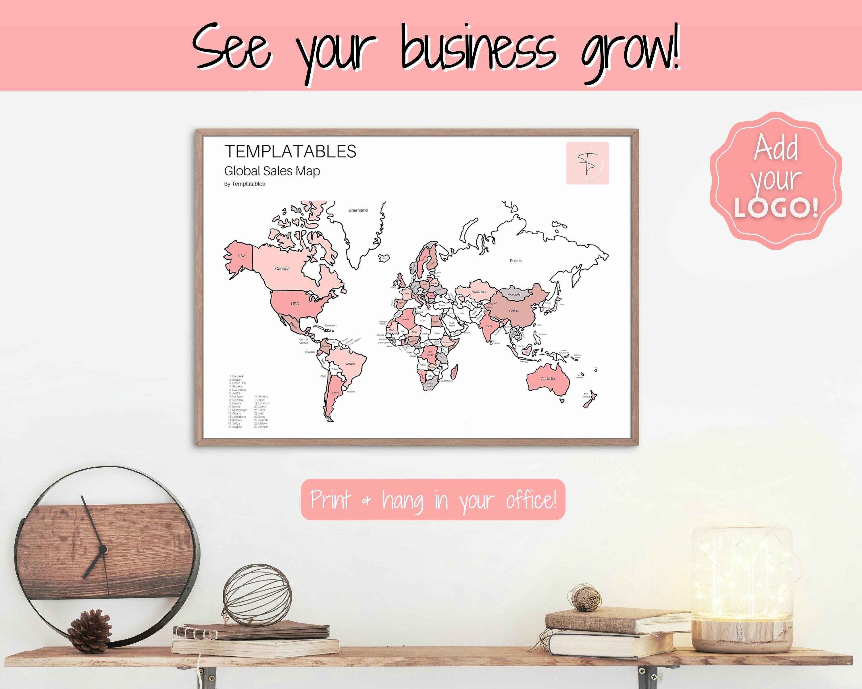 WORLD Sales Map EDITABLE Etsy Global Sales Tracker Business - Etsy UK