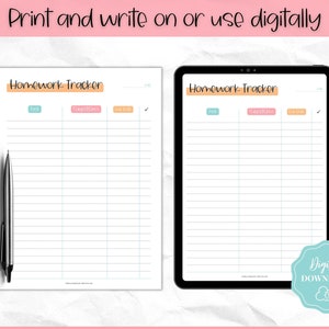 Homework Tracker, Homework Planner Printable, Assignment Planner ...