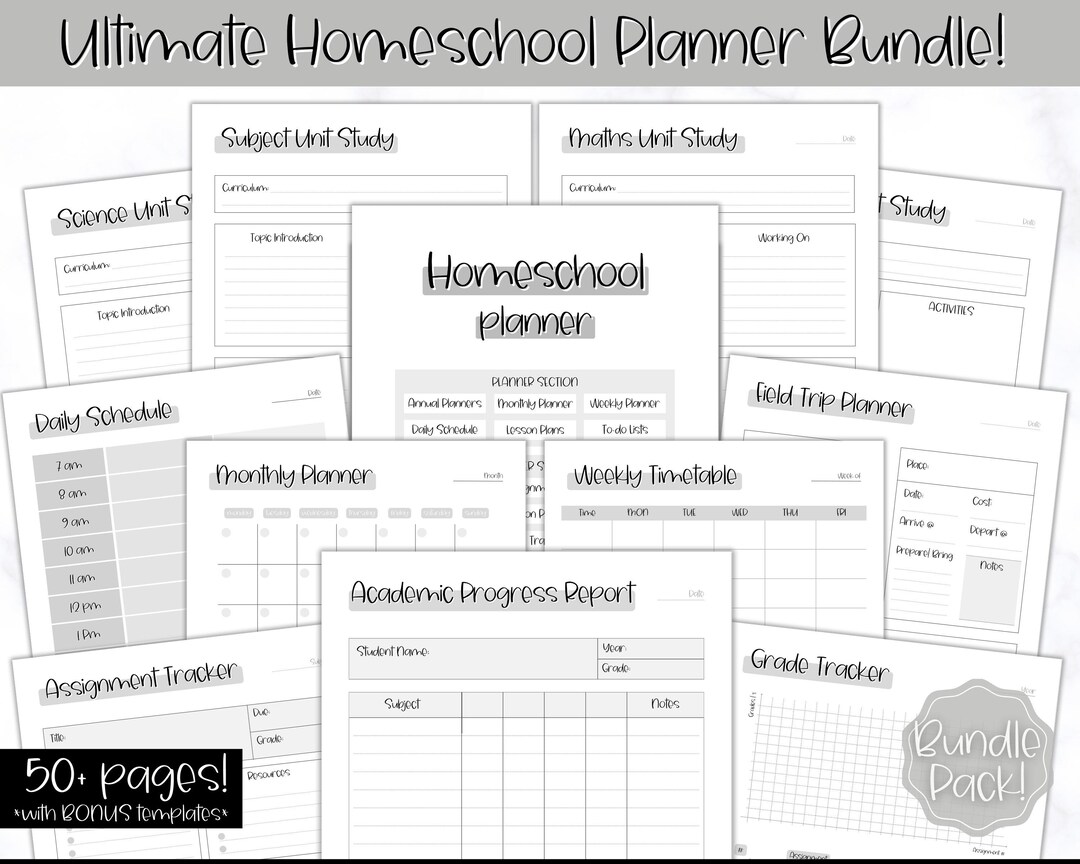 Homeschool Planner BUNDLE, Home School Teacher, Academic Lesson Planner ...