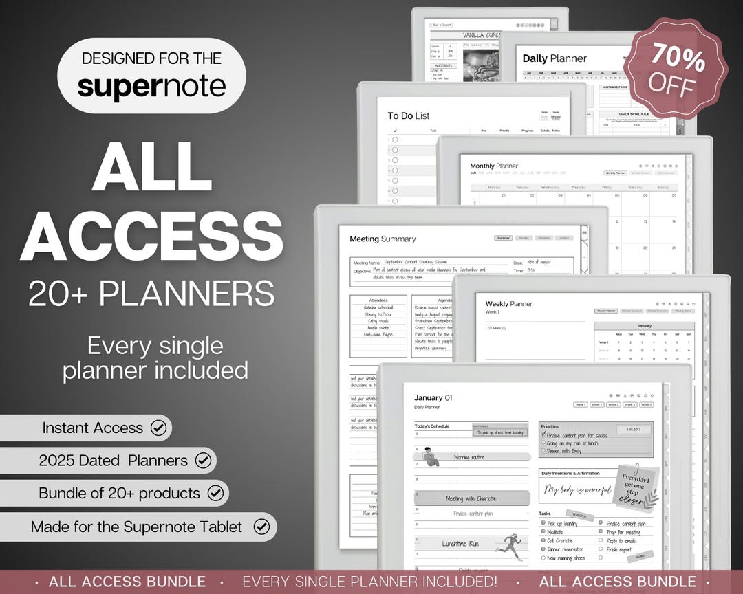 ULTIMATE ALL ACCESS Supernote Template Pack | 2025 Daily Planner, Digital to Do List, Meeting ...