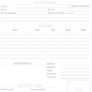 Custom ORDER FORM Template, EDITABLE Crafters Invoice Receipt Template, Custom Orders, Printable ...