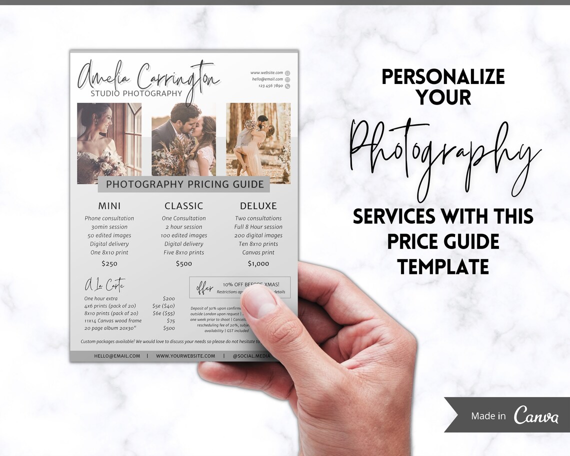 TWO Page Photography Pricing Guide Template Price List Photo - Etsy
