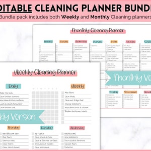 COLORFUL Cleaning Schedule, EDITABLE Cleaning Checklist, Cleaning ...