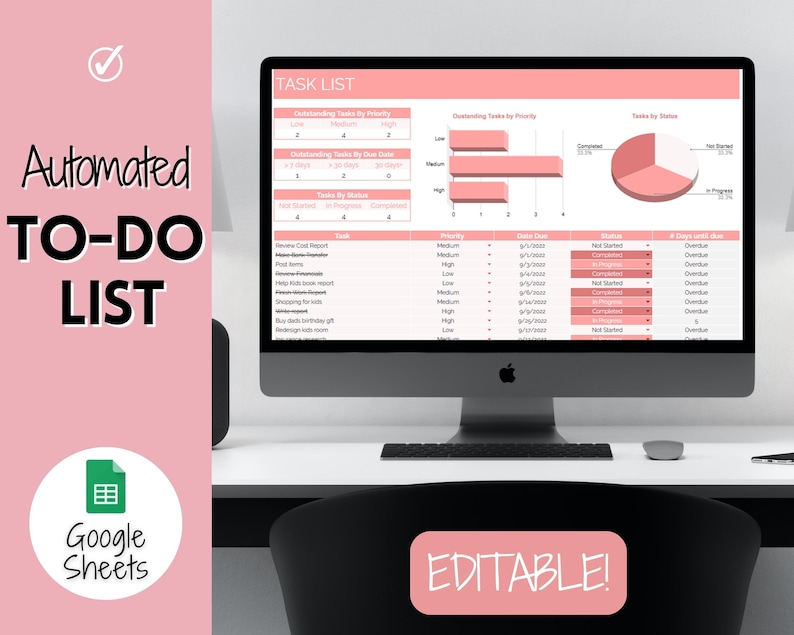 Google Sheets to Do List Template Undated Planner Editable - Etsy