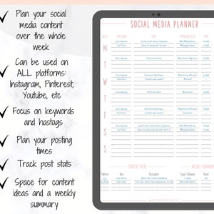 Social Media Planner Printable. Tracker for Instagram, Youtube ...