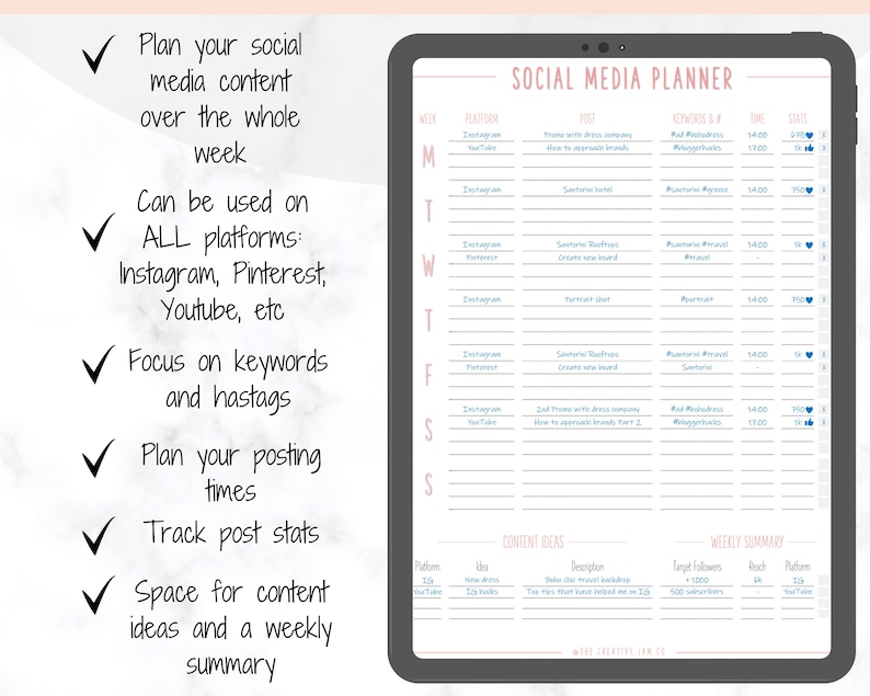 Social Media Planner Printable. Tracker for Instagram | Etsy