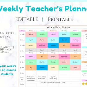 Teacher Planner, EDITABLE Weekly LESSON PLANNER | Teaching Lesson Plan ...