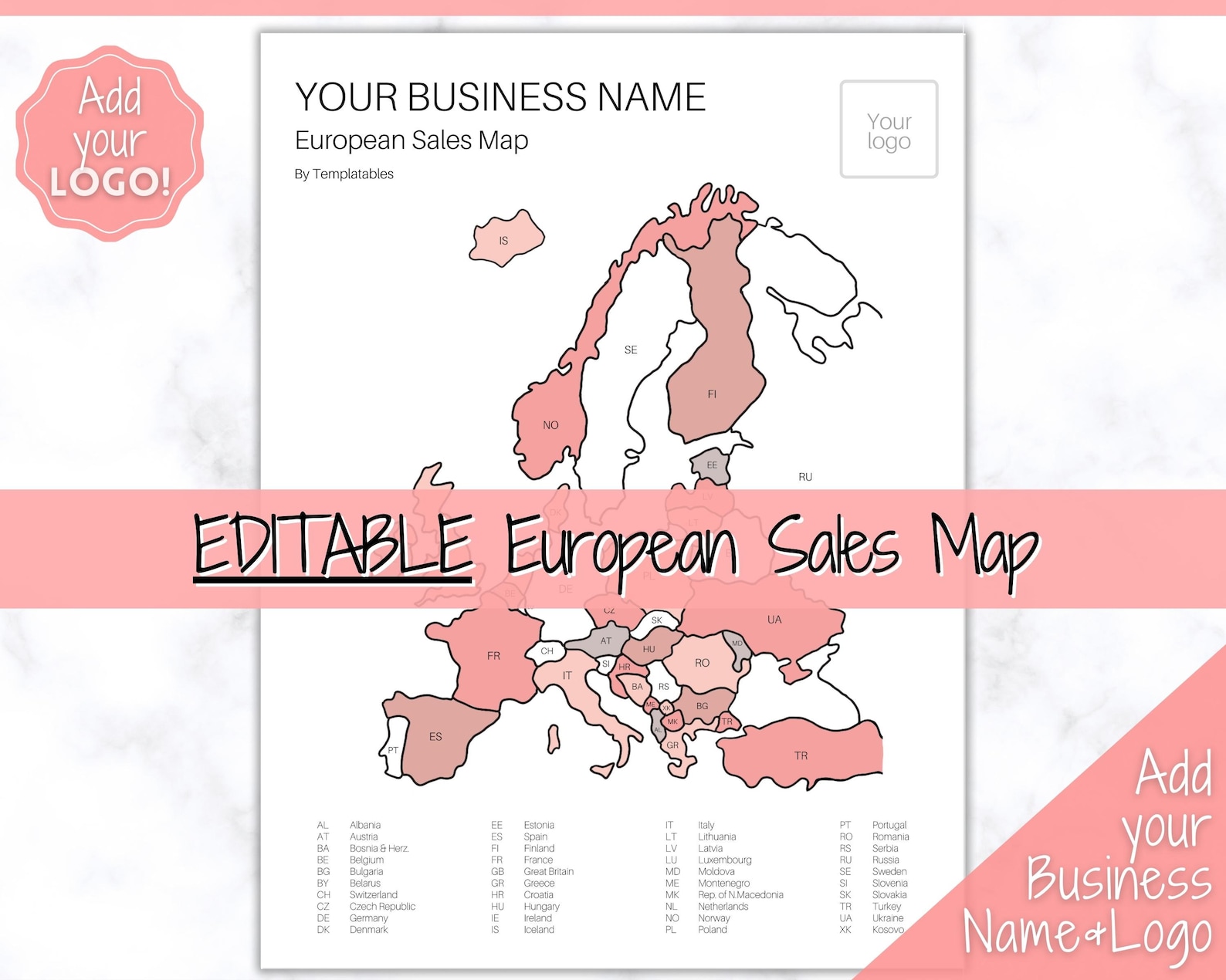 EDITABLE Sales Tracker, Europe Sales Map, Etsy European Business Sales ...