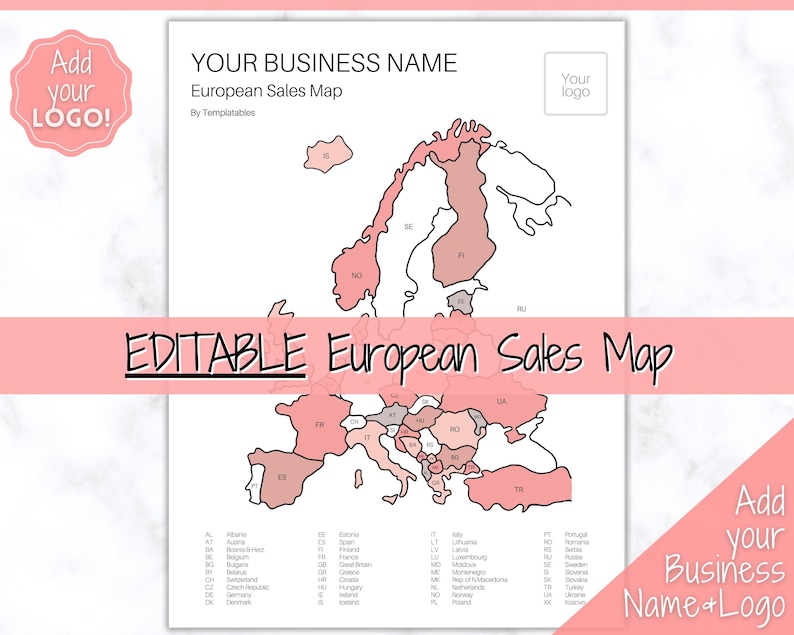 EDITABLE Sales Tracker, Europe Sales Map, Etsy European Business Sales ...