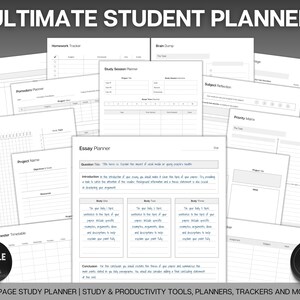 Student Planner Printable BUNDLE, 40+ Pg Study Planner, Academic ...