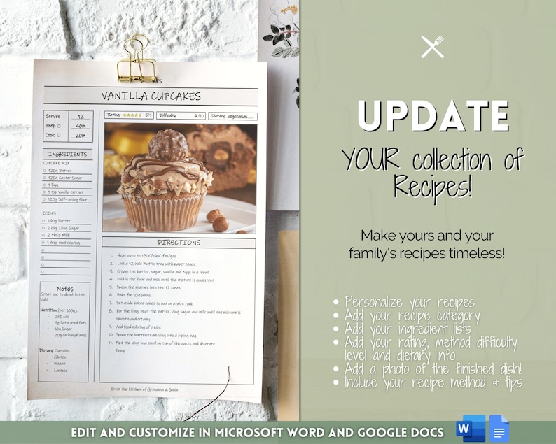 EDITABLE Recipe Binder Kit Recipe Book Template BUNDLE - Etsy