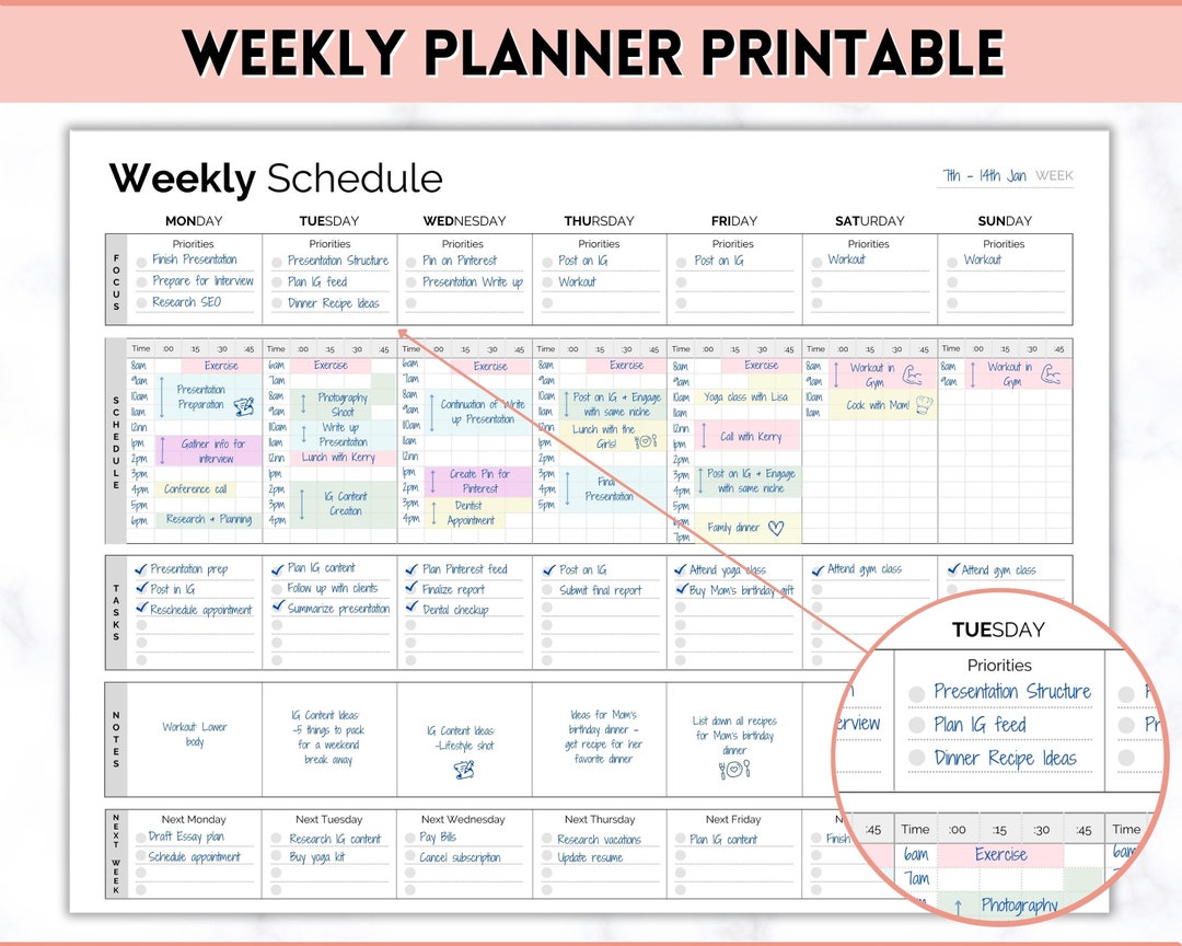 Weekly to Do List Printable, Weekly Schedule, Checklist PDF, Minimalist ...