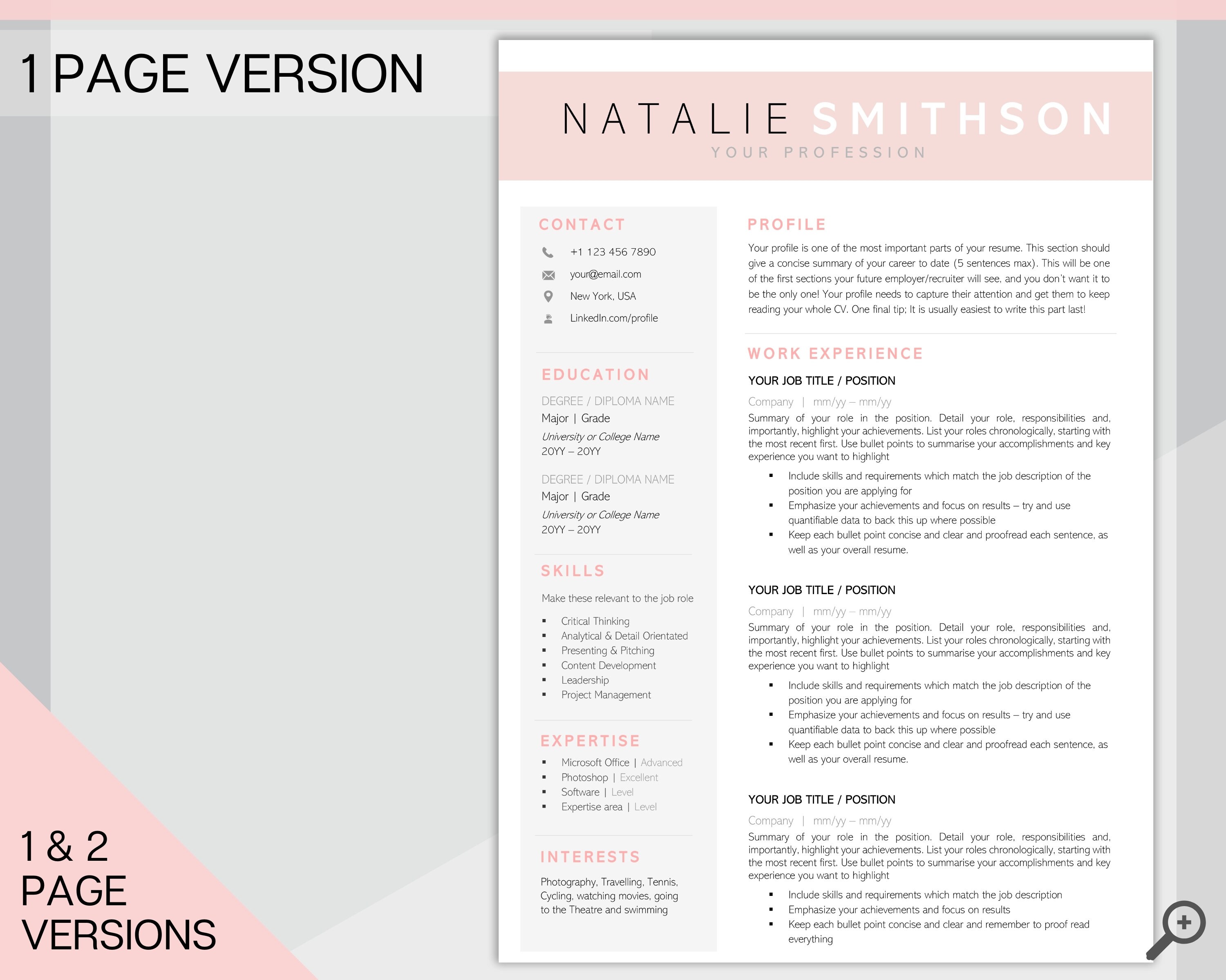 Teacher Resume Template Word. CV Template Professional Modern | Etsy