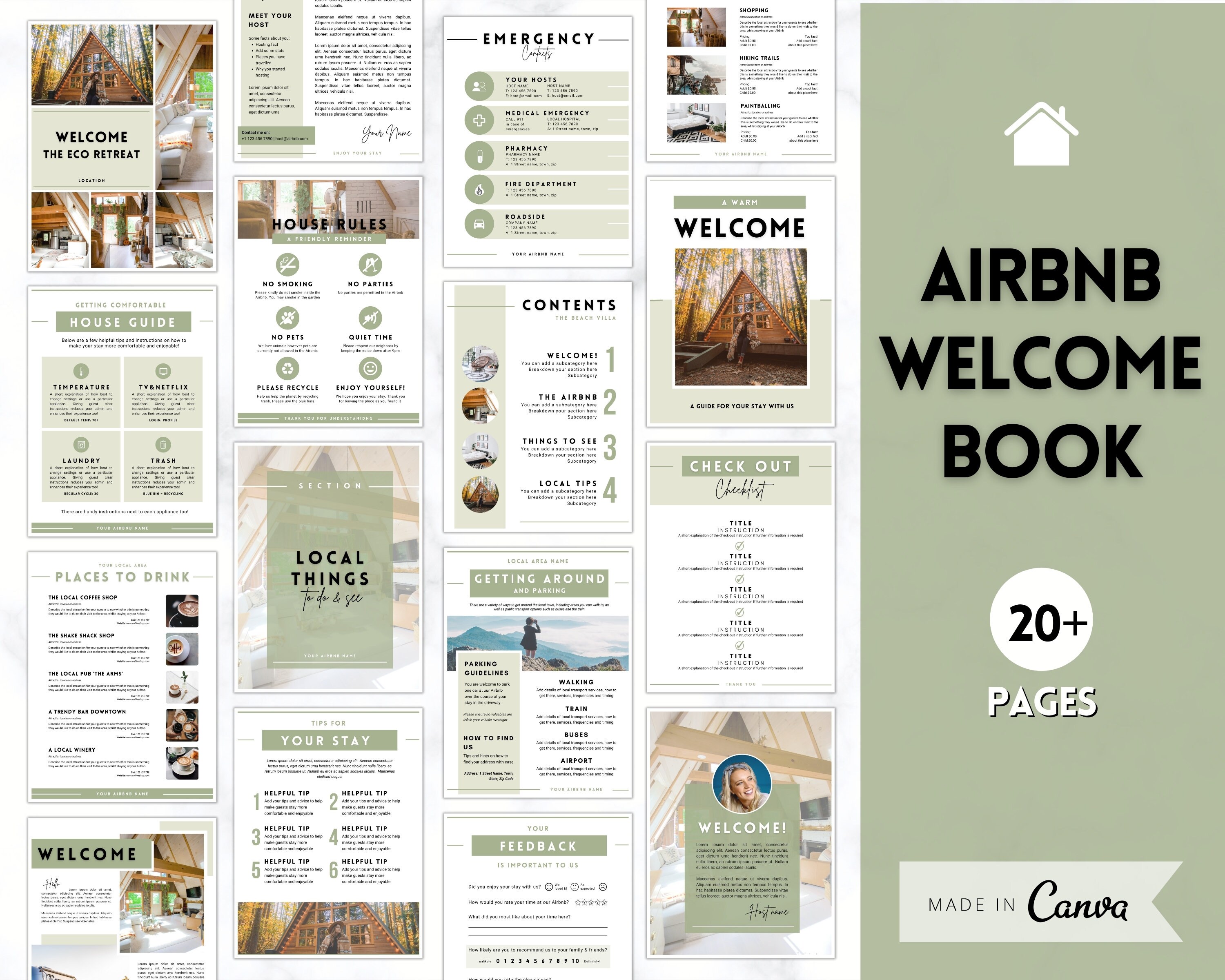 Beach House Airbnb Welcome Book Template Editable Canva Welcome Guide Airbnb House Manual 