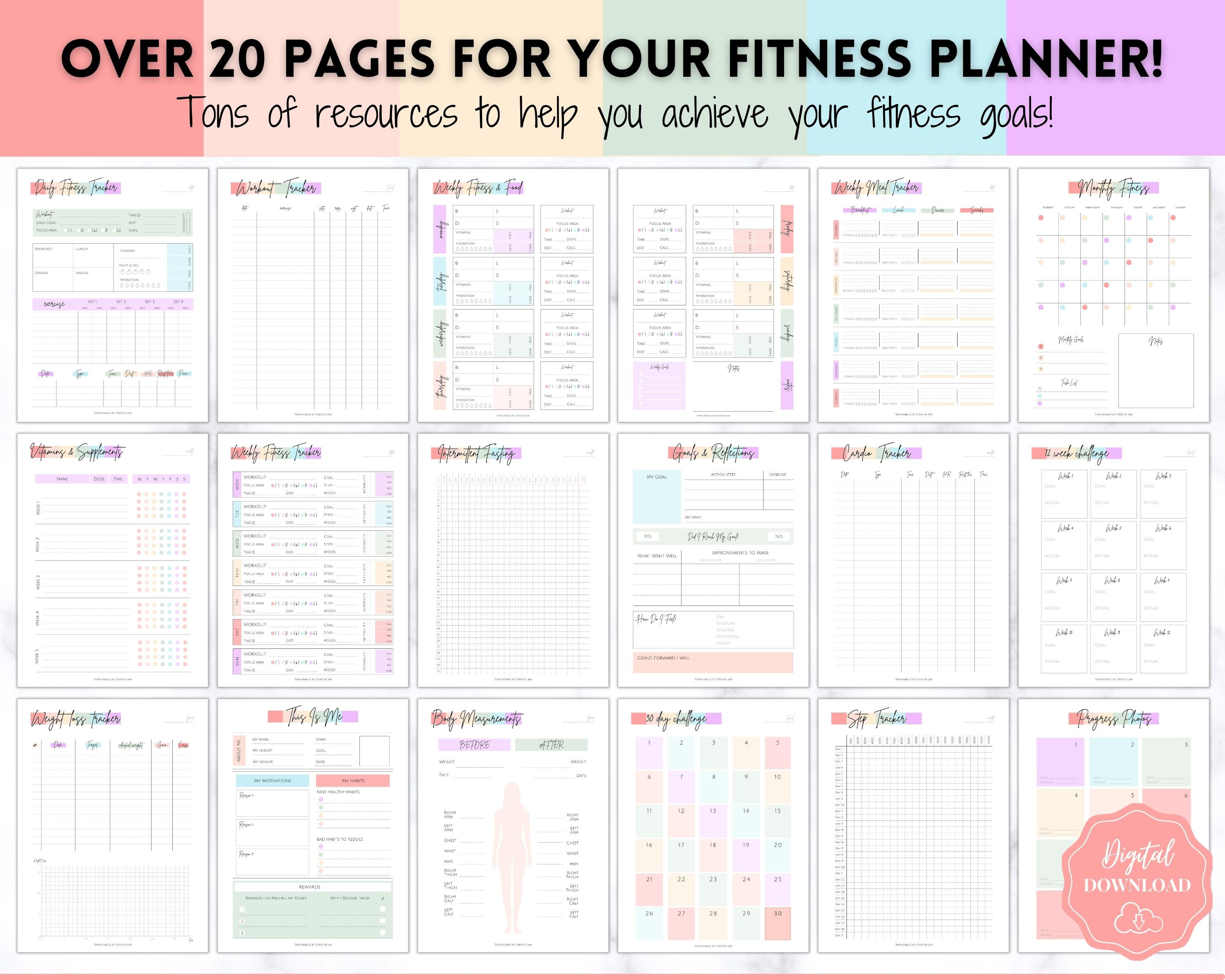 Fitness Planner Weight Loss Tracker BUNDLE Workout Planner | Etsy