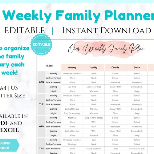 Family Organization Command Center Printable Wall Planner - Etsy