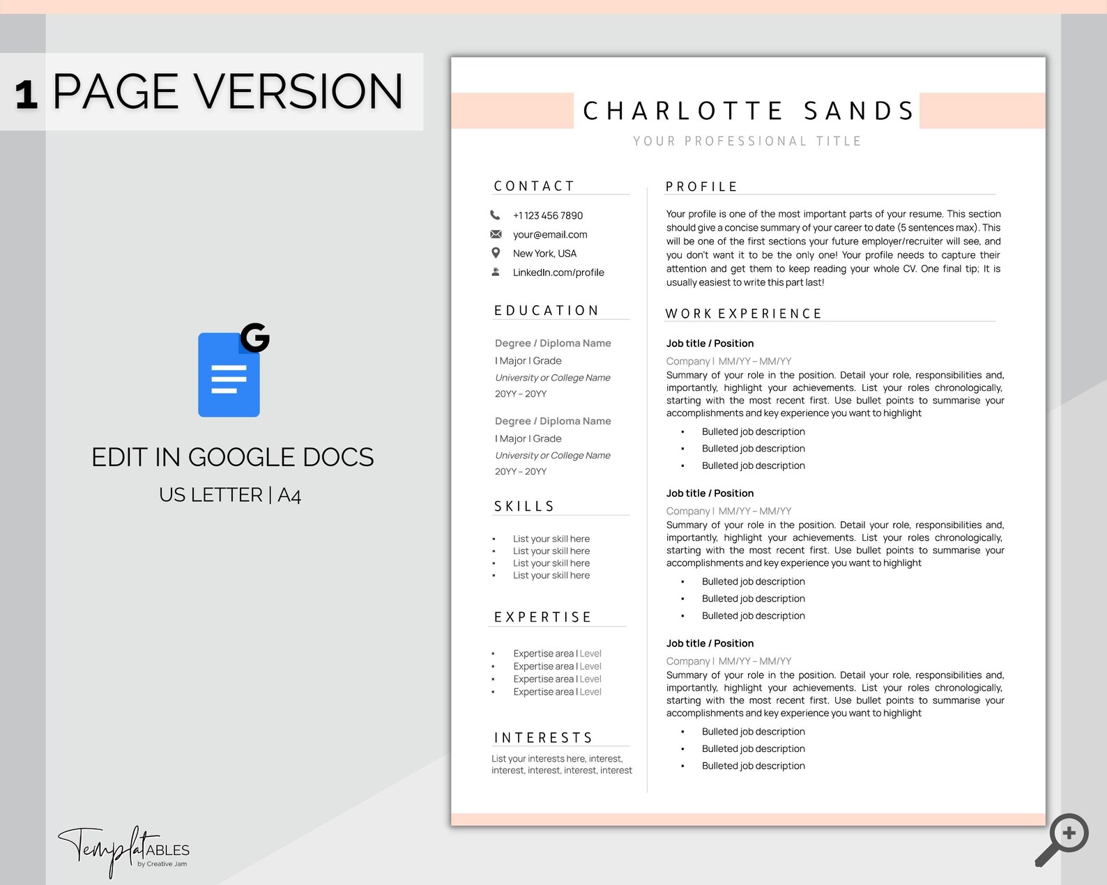 Teacher Resume Template Google Docs. CV Template Professional, Modern ...