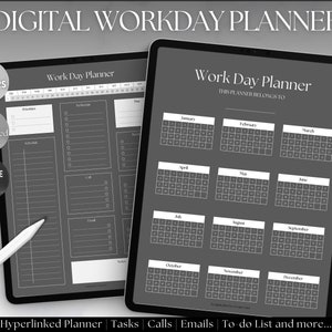 Work Planner, Digital Planner, Work Day Organizer, Daily Planner, Work ...