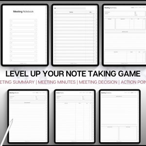 Digital Meeting Minutes Template, Editable Meeting Notes, Digital ...