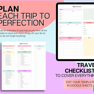 Travel Spreadsheet, Digital Travel Planner, Travel Journal, Trip ...