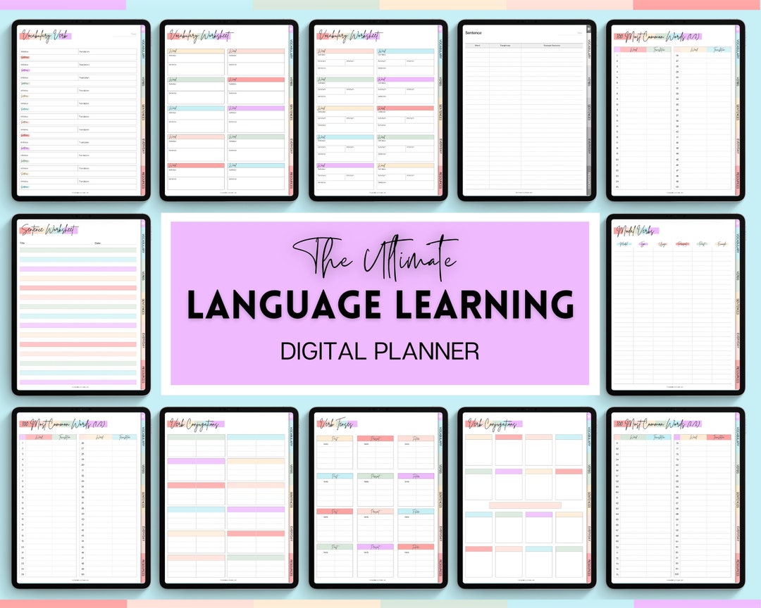 Digital Language Learning Planner, Study Korean, Japanese, Spanish ...