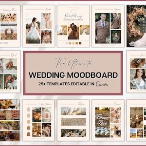 Wedding Mood Board Template, Editable Wedding Vision Board, Digital ...