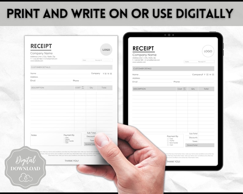 EDITABLE Receipt Template Receipt Form Small Business - Etsy UK