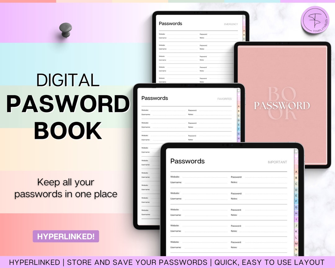 Digital Password Book, Password Tracker With Tabs, Password Keeper ...