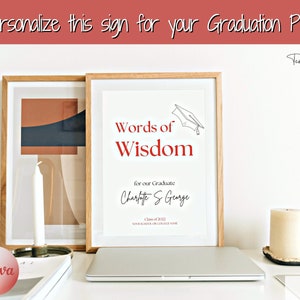 EDITABLE Graduation Words of Wisdom Sign Template, Graduate Advice ...