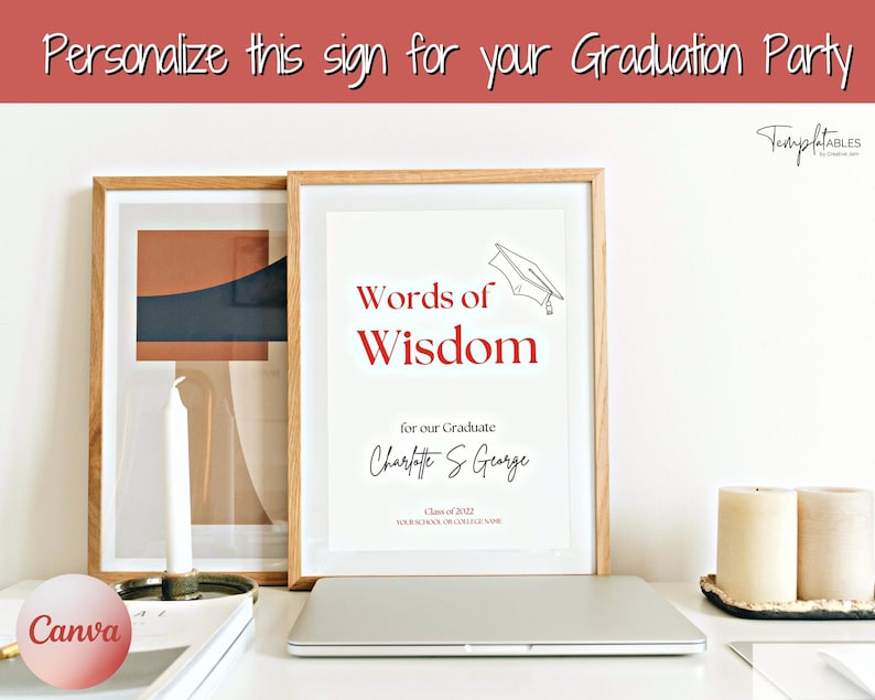 EDITABLE Graduation Words of Wisdom Sign Template Graduate - Etsy