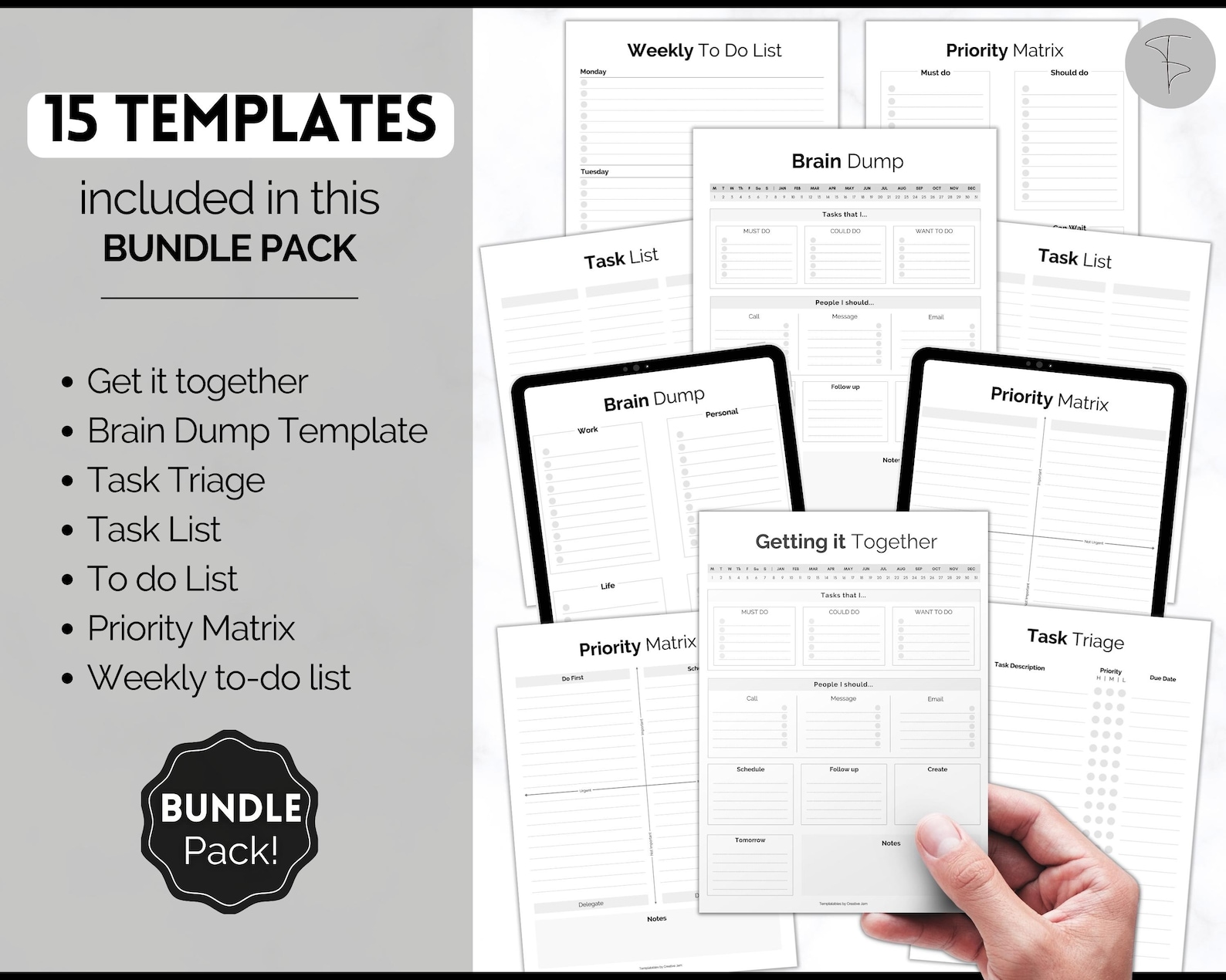 Brain Dump Printable BUNDLE, to Do List, ADHD Planner, Daily Template ...