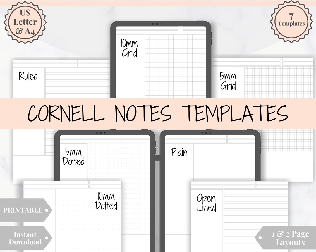 Cornell Notes Method Study & Academic Planner. College Planner Template ...