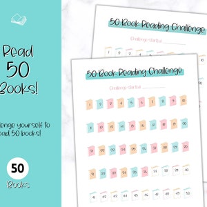 50 Book Challenge Printable, Reading Challenge BUNDLE, 50 Books, Kids ...