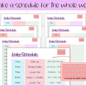 Daily Schedule, Kids Homeschool Weekly Planner, Daily Routine Template ...