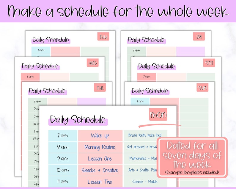 Daily Schedule Kids Homeschool Weekly Planner Daily Routine - Etsy