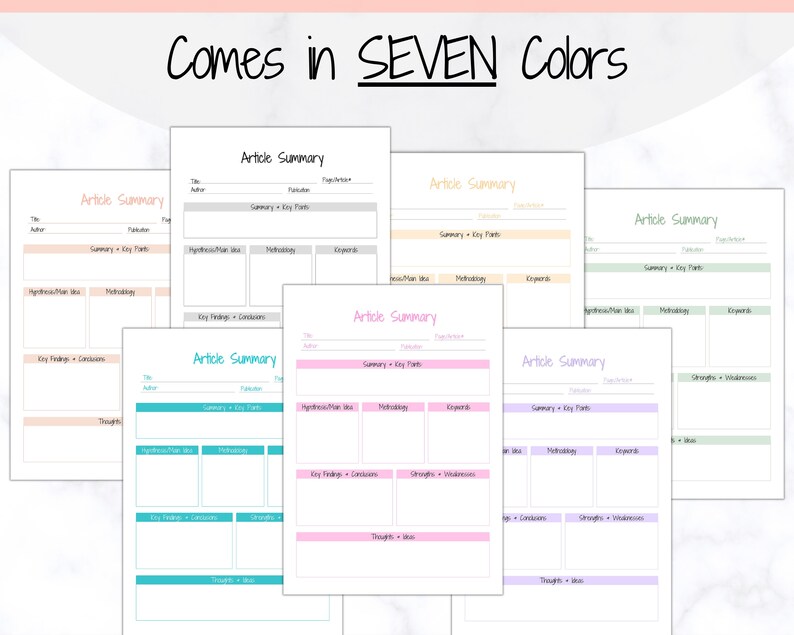 Article Summary Sheet Student Planner Student Printable - Etsy