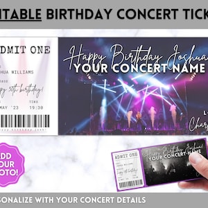 Concert Ticket Template, BIRTHDAY EDITABLE Surprise Getaway Gift ...