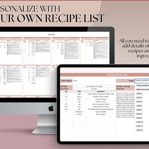 Ultimate Meal Planner Spreadsheet, Recipe Template, AUTOMATED Grocery ...