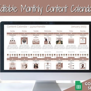30 Day Content Calendar, Editable Social Media Planner, Google Sheets ...