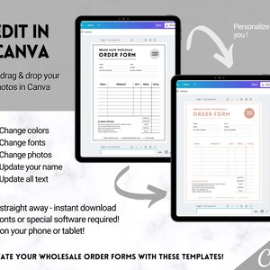 EDITABLE Wholesale Order Form Template! Canva Template Printable, Small Business Invoice ...