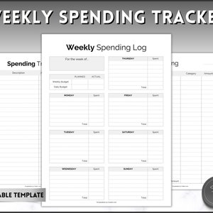 Weekly Spending Tracker, Printable Spending Log, Weekly Budget Planner ...