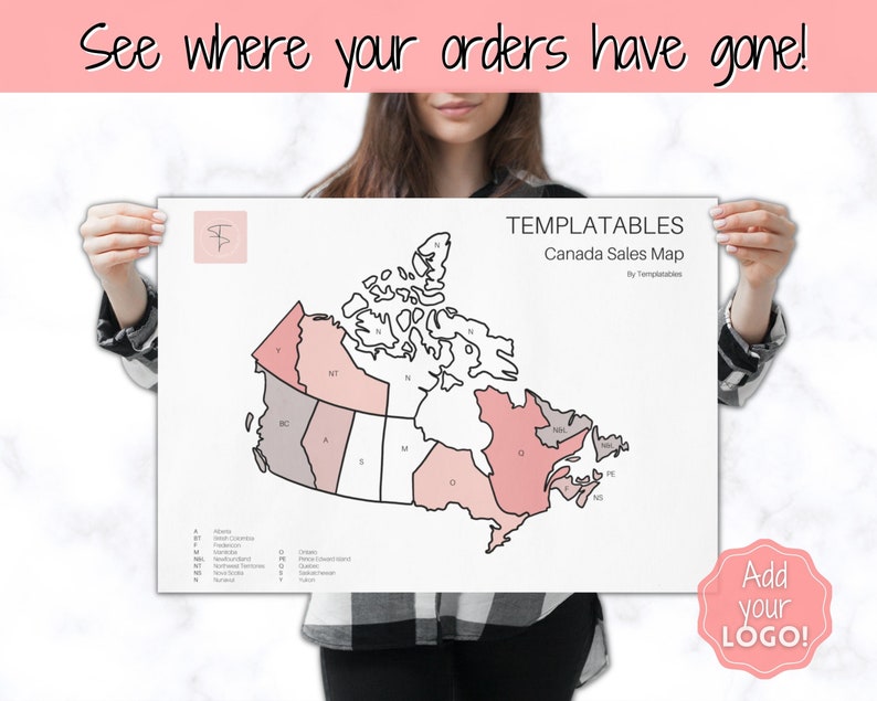 Canada Sales Map EDITABLE Etsy Sales Tracker Business Sales - Etsy