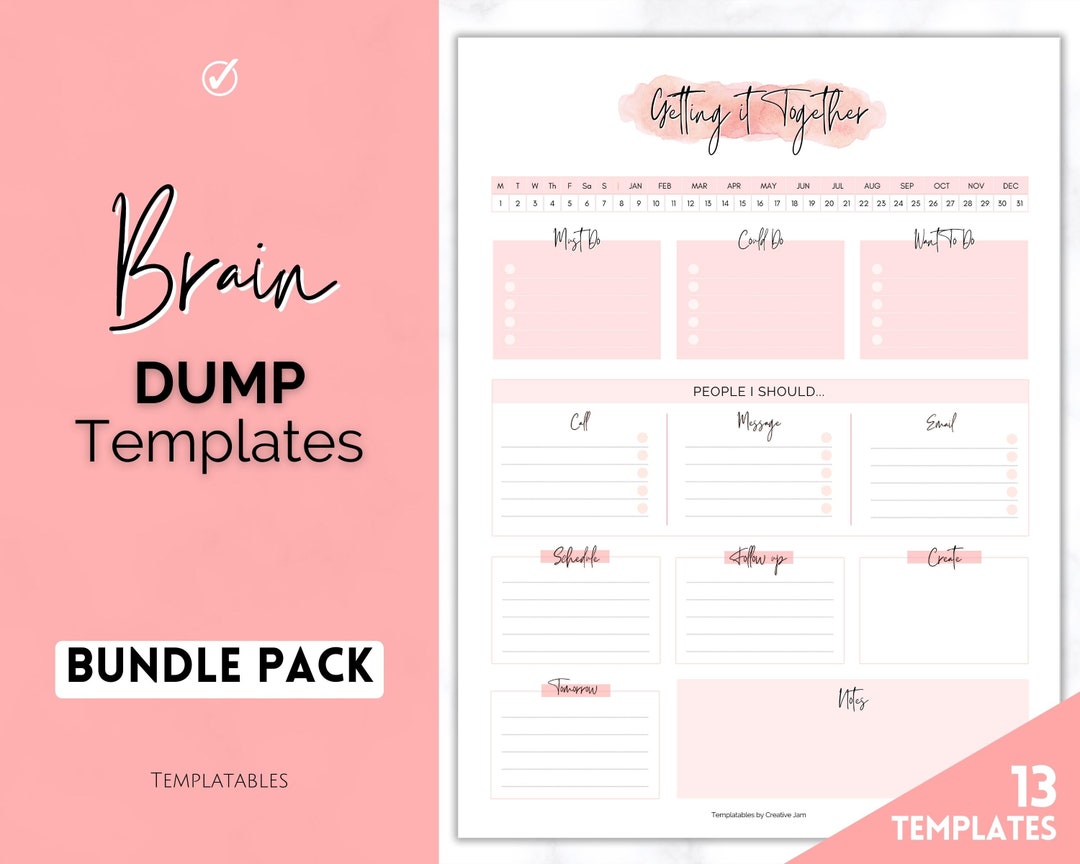 ADHD Brain Dump BUNDLE, to Do List Printable, Daily Planner Template ...